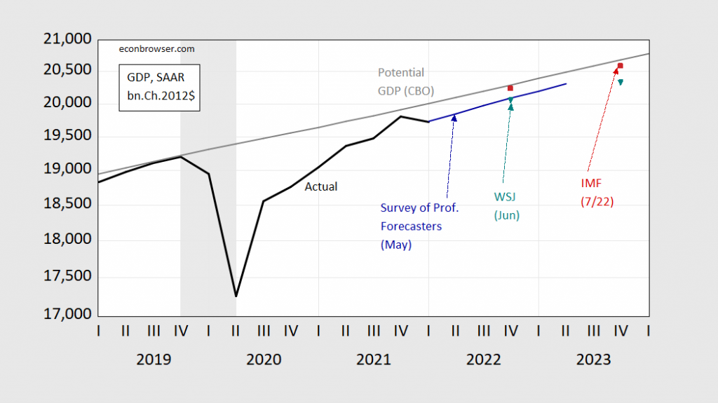 IMF Forecast for US GDP: No Recession | Econbrowser